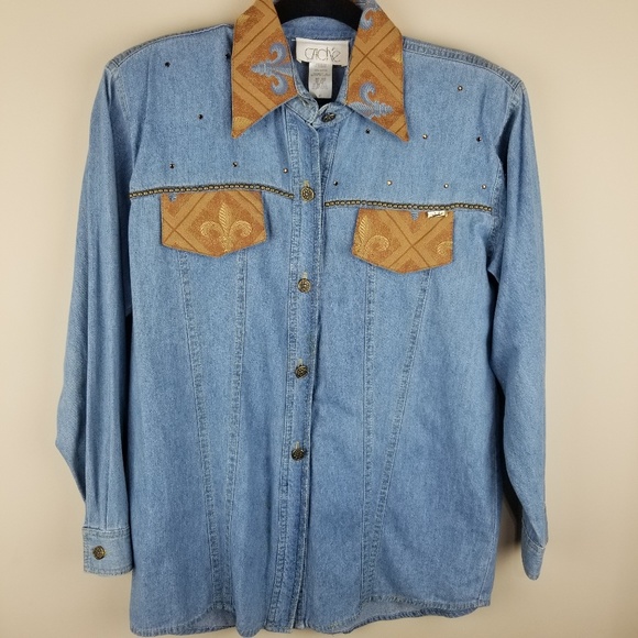 Cache | Tops | Vintage Cache Jean Button Down Petite Top | Poshmark